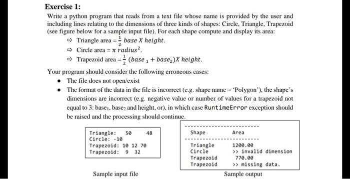 Solved Exercise 1: Write a python program that reads from a | Chegg.com