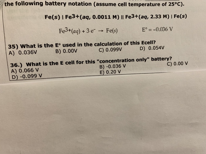 Solved the following battery notation (assume cell | Chegg.com
