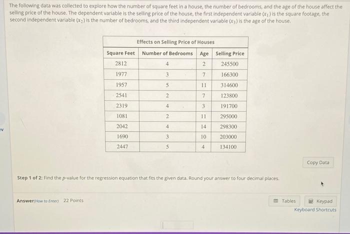 Solved The following data was collected to explore how the | Chegg.com
