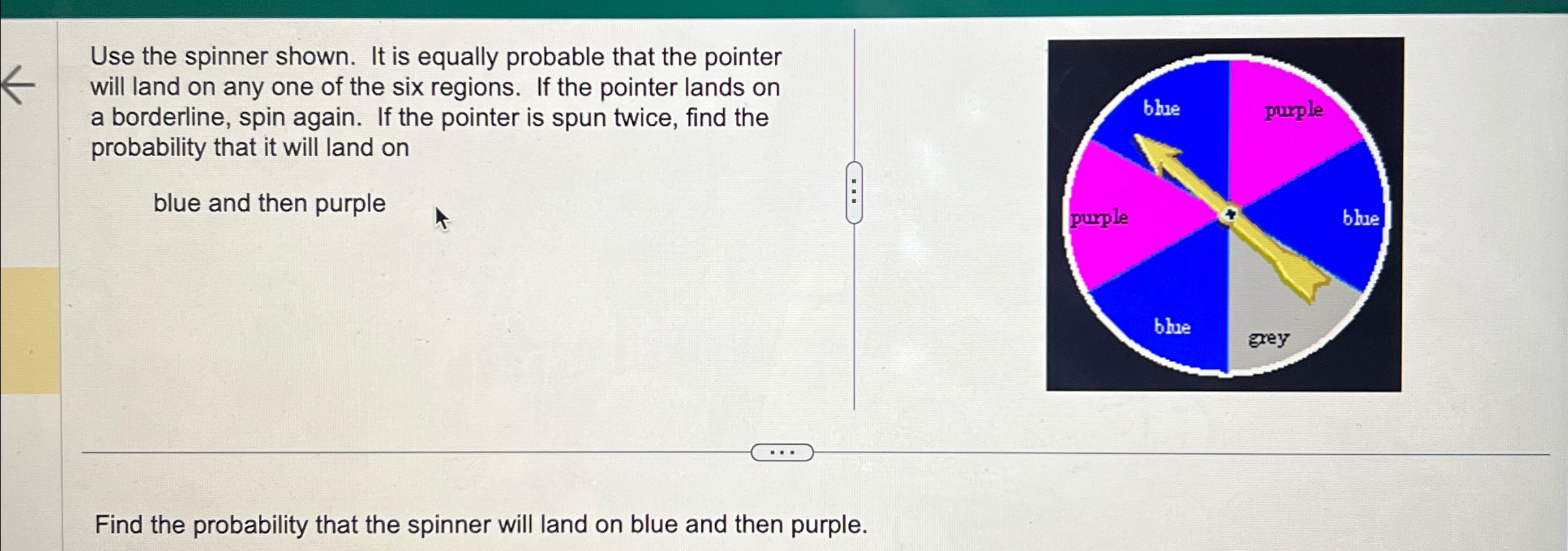 Solved Use the spinner shown. It is equally probable that | Chegg.com