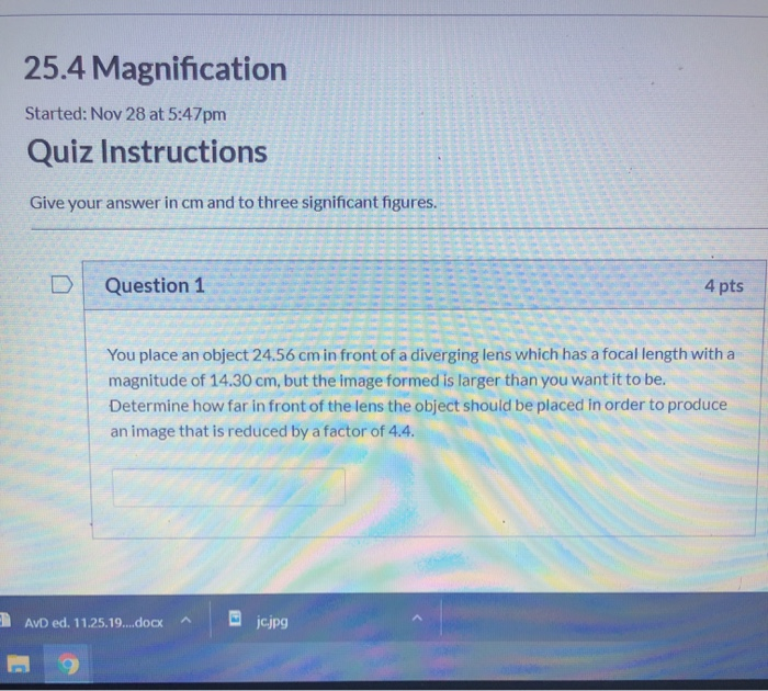 Solved 25.4 Magnification Started: Nov 28 at 5:47pm Quiz | Chegg.com