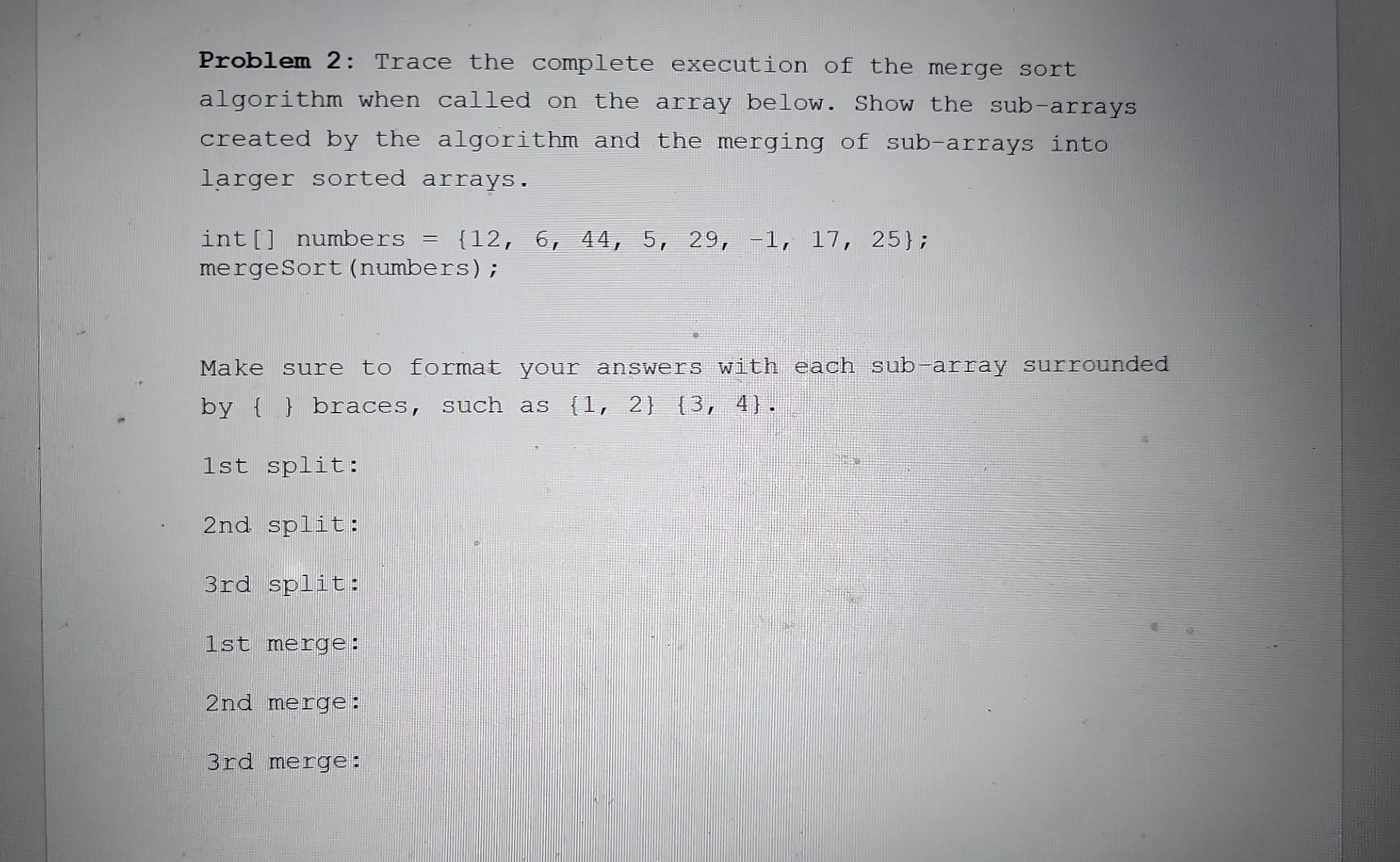 Solved Problem 2 Trace The Complete Execution Of The Merge 3537
