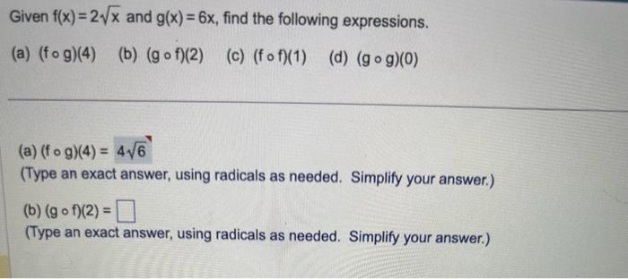 Solved Given f(x)=2x and g(x)=6x, find the following | Chegg.com