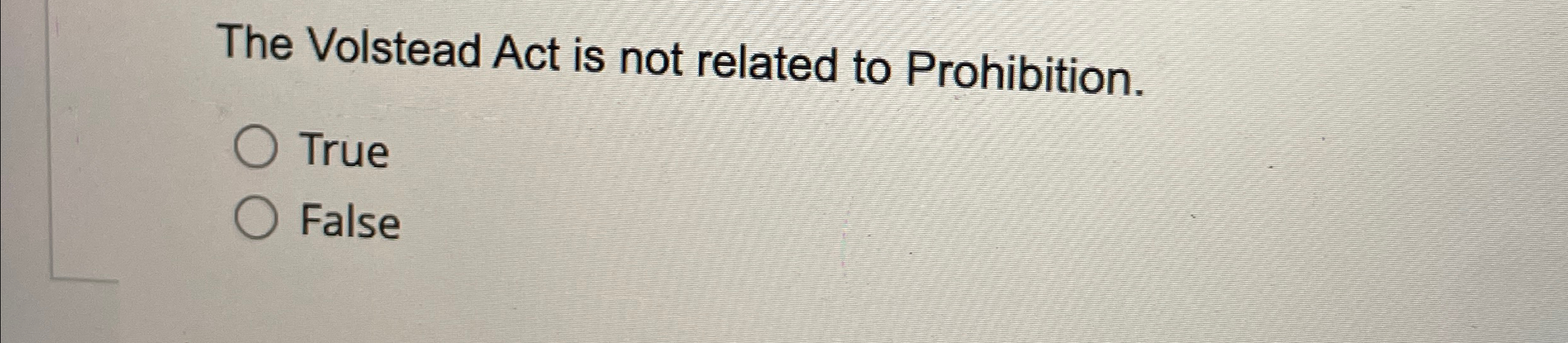Solved The Volstead Act is not related to | Chegg.com
