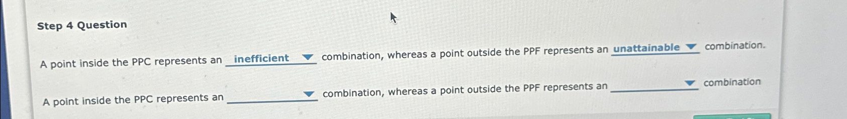 Solved Step 4 ﻿QuestionA point inside the PPC represents an | Chegg.com