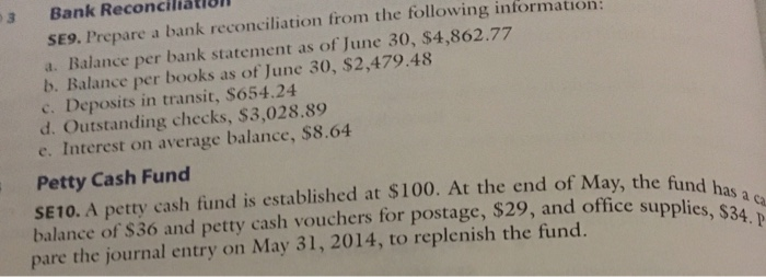 Solved SE10. A petty cash fund is established at $100. At | Chegg.com