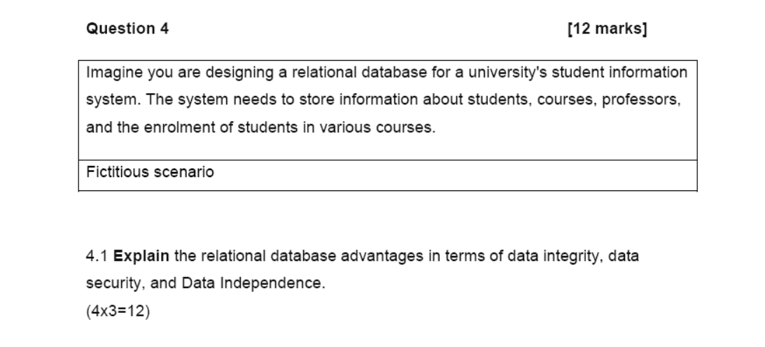 Solved Question 3Question 4[12 ﻿marks]Imagine you are | Chegg.com
