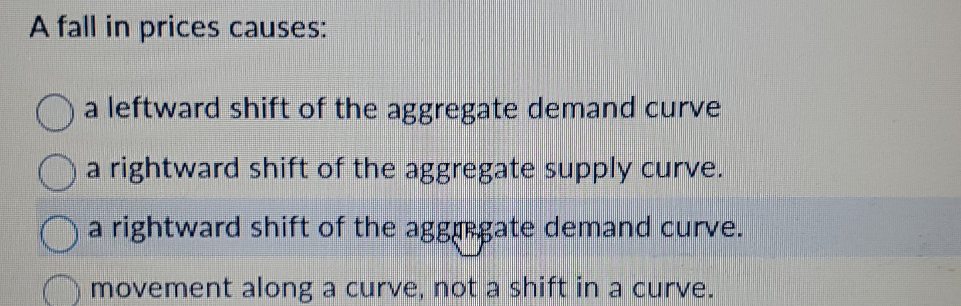 Solved A fall in prices causes:a leftward shift of the | Chegg.com