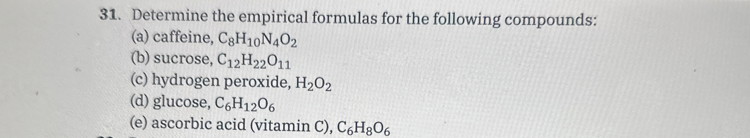 Solved Determine the empirical formulas for the following | Chegg.com