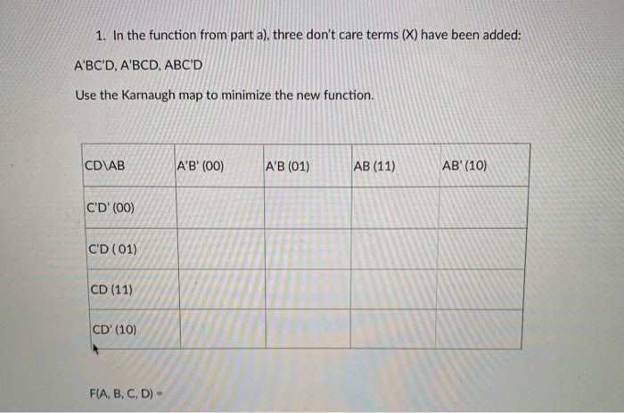 Solved 1 Simplify The Following Logic Function Using 1456