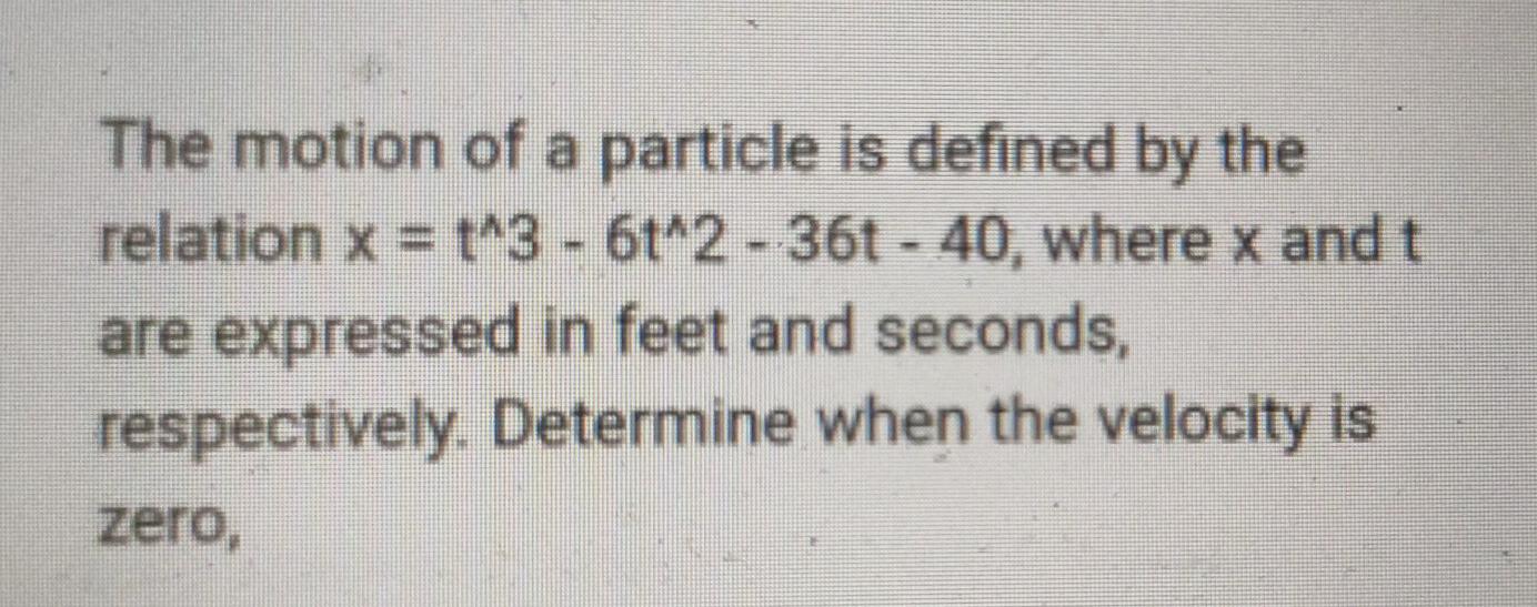 Solved The motion of a particle is defined by the relation x | Chegg.com