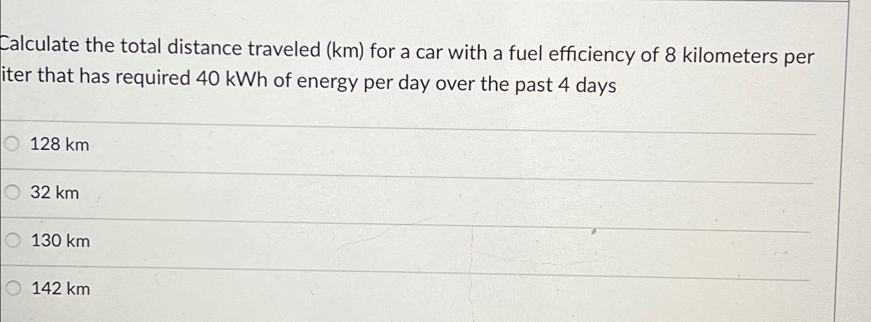 Calculate the total distance traveled (km) ﻿for a car | Chegg.com