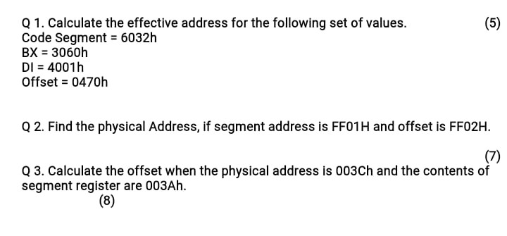 Solved (5) Q1. Calculate the effective address for the | Chegg.com