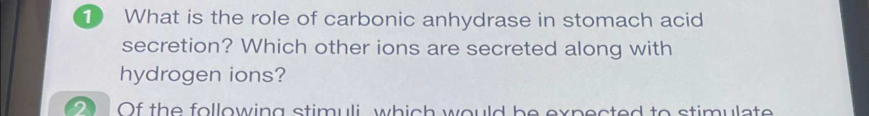 Solved (1) ﻿What is the role of carbonic anhydrase in | Chegg.com