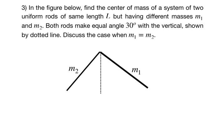 Solved 3) In the figure below, find the center of mass of a | Chegg.com