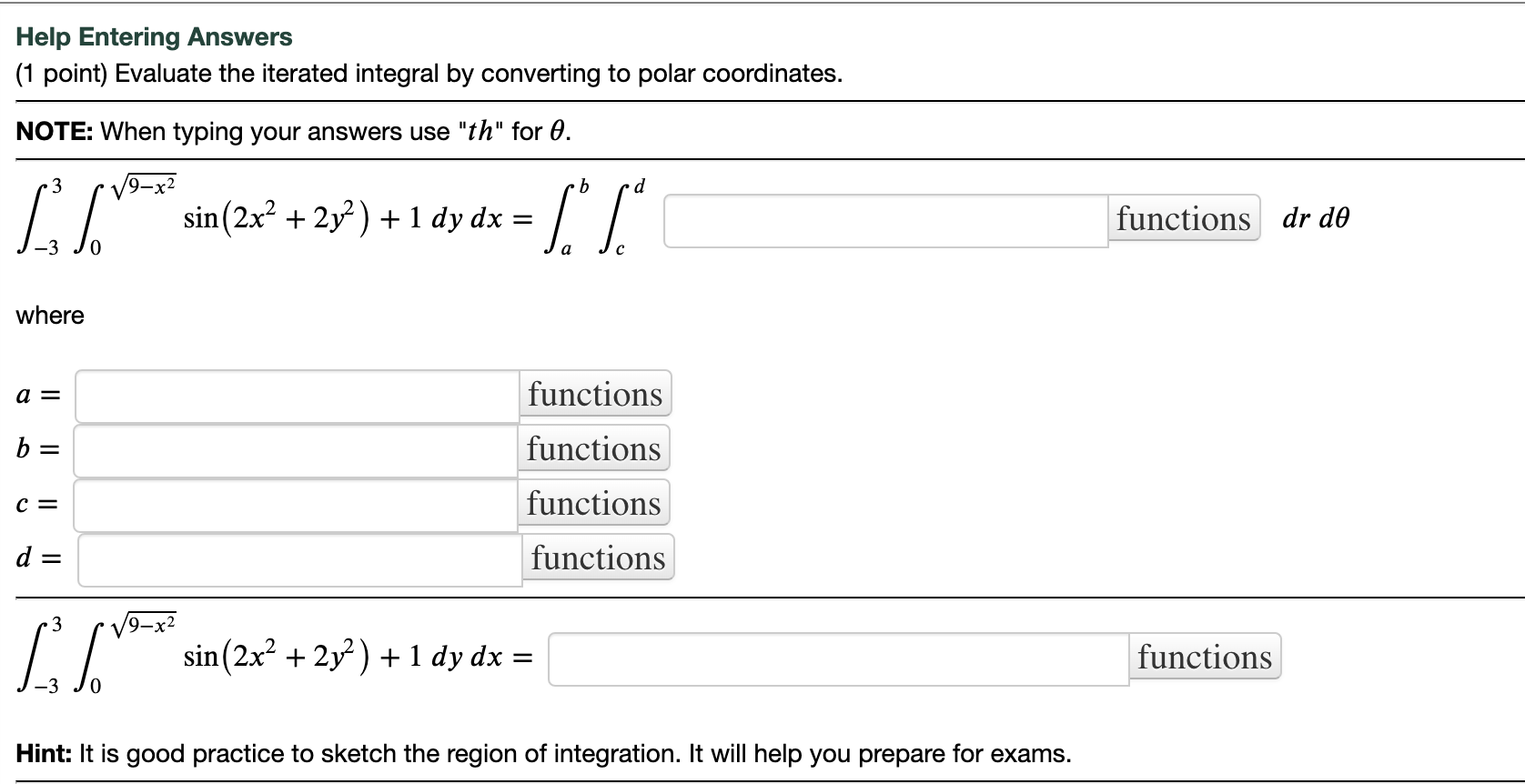 Solved Help Entering Answers(1 ﻿point) ﻿Evaluate the | Chegg.com