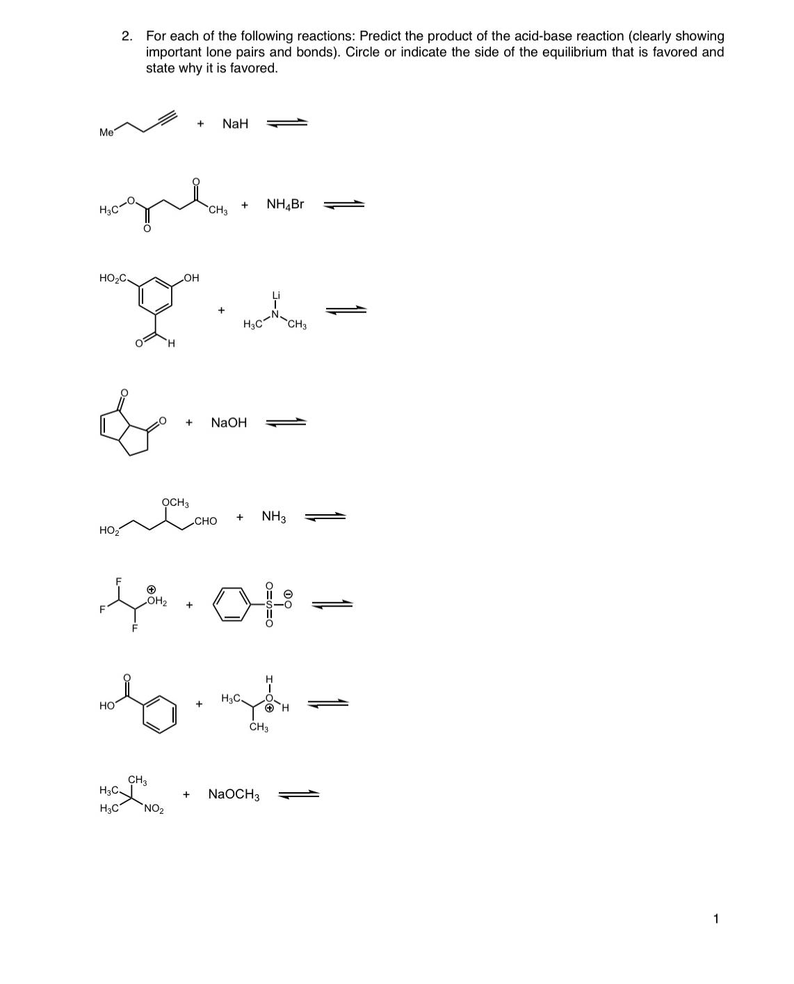 Solved For each of the following reactions: Predict the | Chegg.com