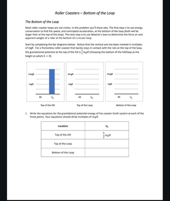 Solved Roller Coasters - ﻿Bottom of the LoopThe Bottom of | Chegg.com