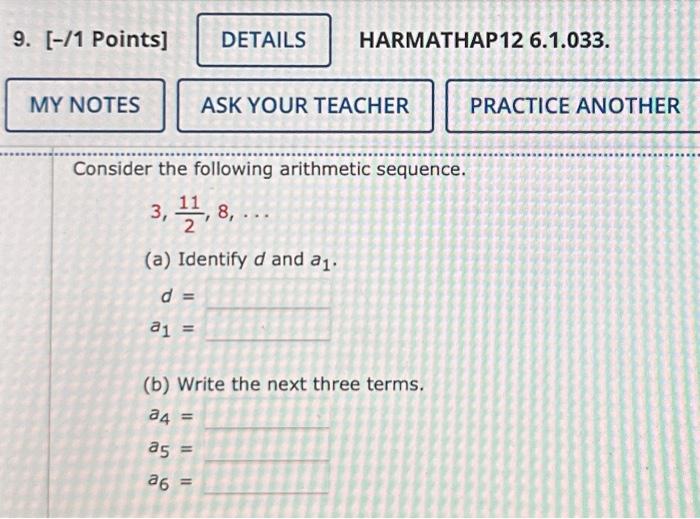 Solved onsider the following arithmetic sequence. 3,211,8,… | Chegg.com