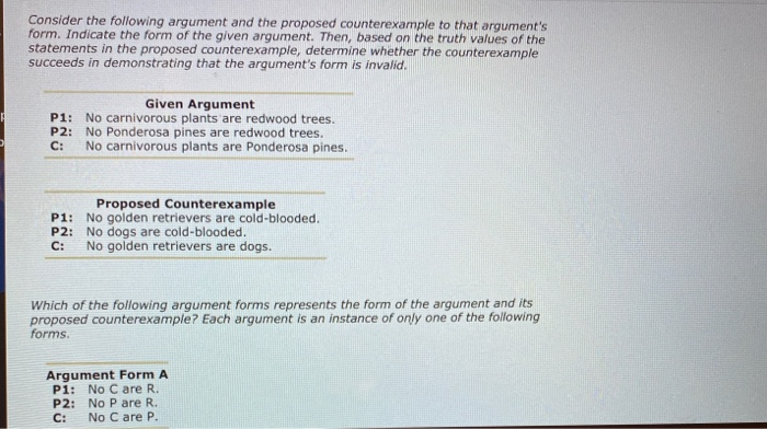 Solved Consider the following argument and the proposed | Chegg.com