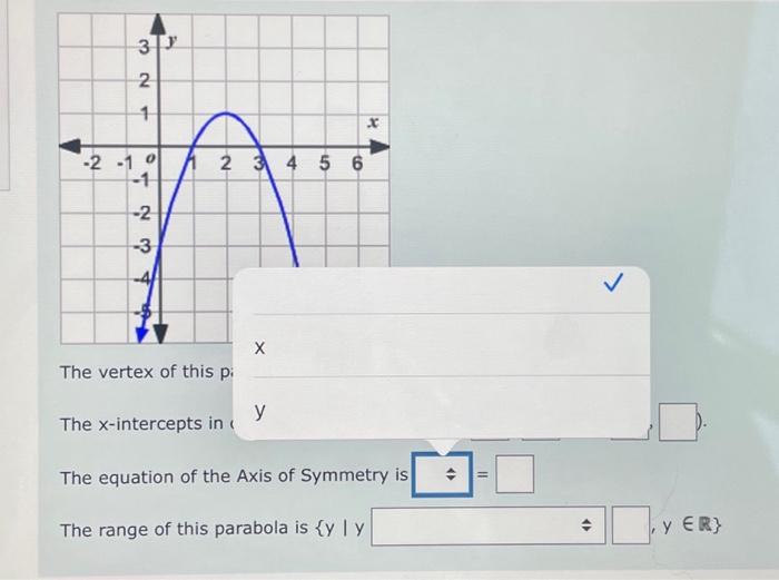 Solved The vertex of this parabola is The x-intercepts in | Chegg.com
