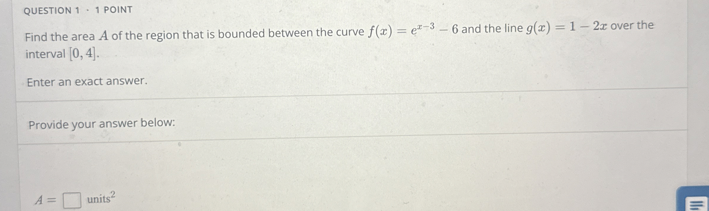 Solved QUESTION 1 - 1 ﻿POINTFind the area A ﻿of the region | Chegg.com