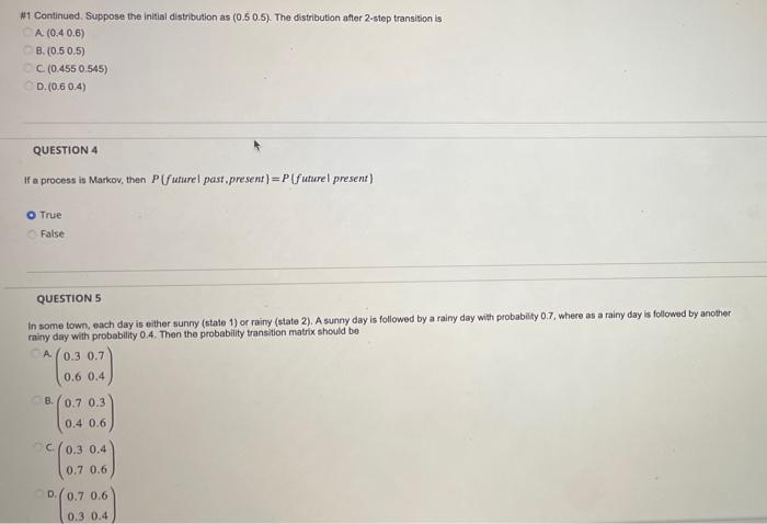 Solved A Markov chain has the transition probability matrix | Chegg.com