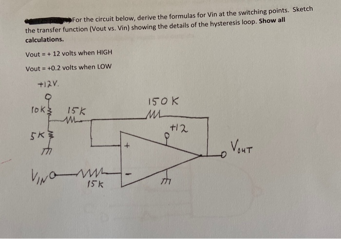 Solved For the circuit below, derive the formulas for Vin at | Chegg.com