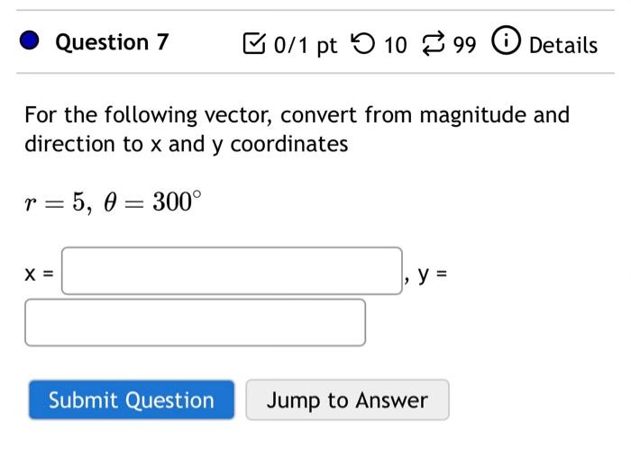 Solved For the following vector, convert from magnitude and | Chegg.com