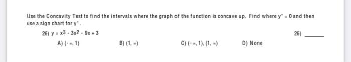Solved Use the Concavity Test to find the intervals where | Chegg.com