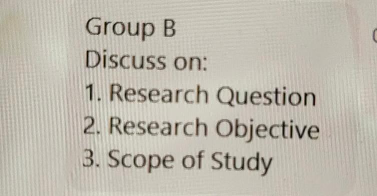 Solved Group BDiscuss on:Research QuestionResearch | Chegg.com