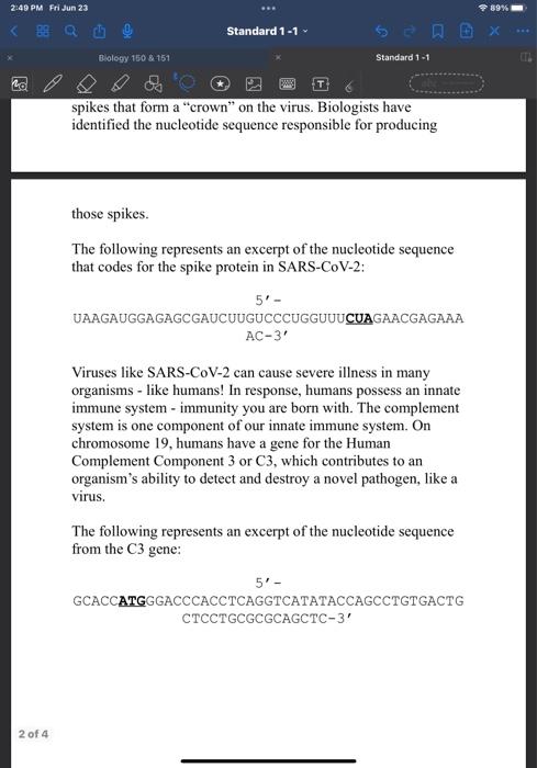 Solved 1. For the underlined/bolded portion of the | Chegg.com
