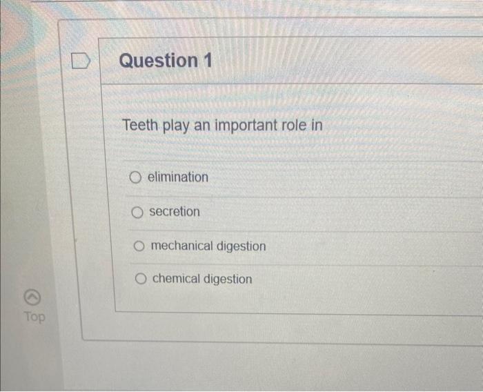 Solved Teeth play an important role in elimination secretion | Chegg.com