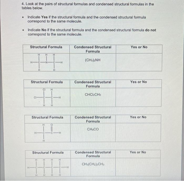Solved 4. Look at the pairs of structural formulas and | Chegg.com