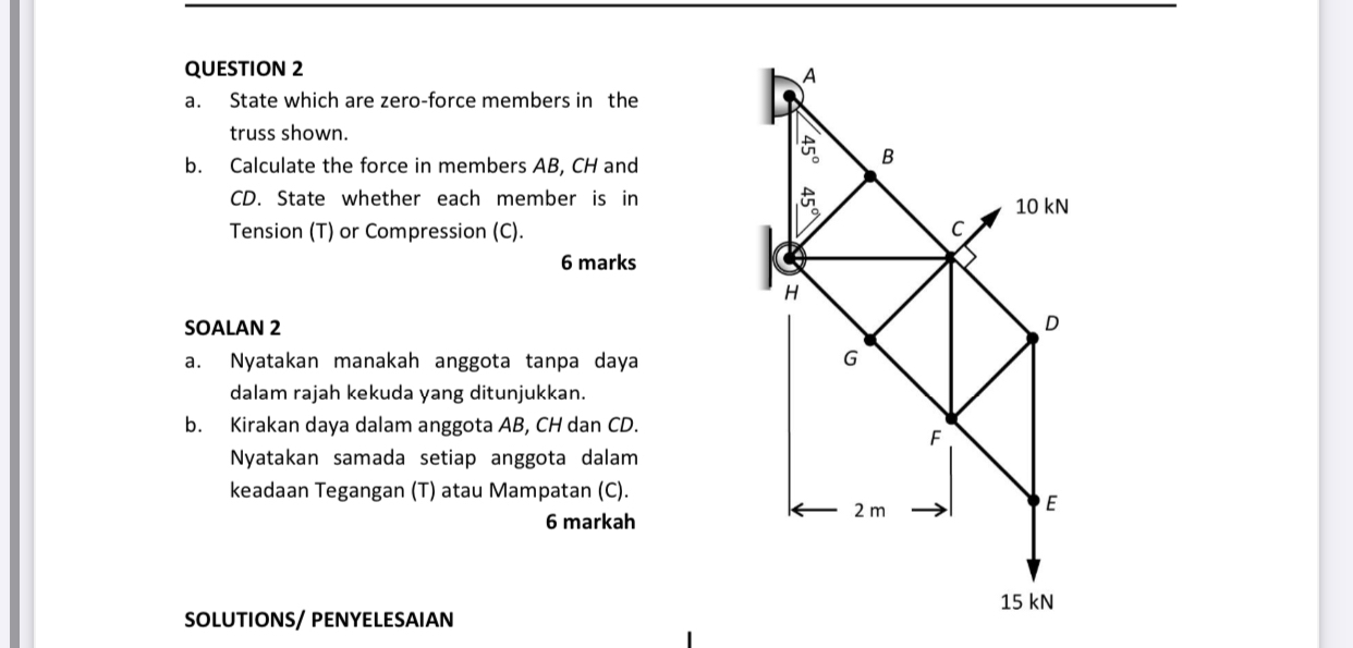 Solved QUESTION 2a. State which are zero-force members in | Chegg.com Solved QUESTION 2a. State which are zero-force members in | Chegg.com