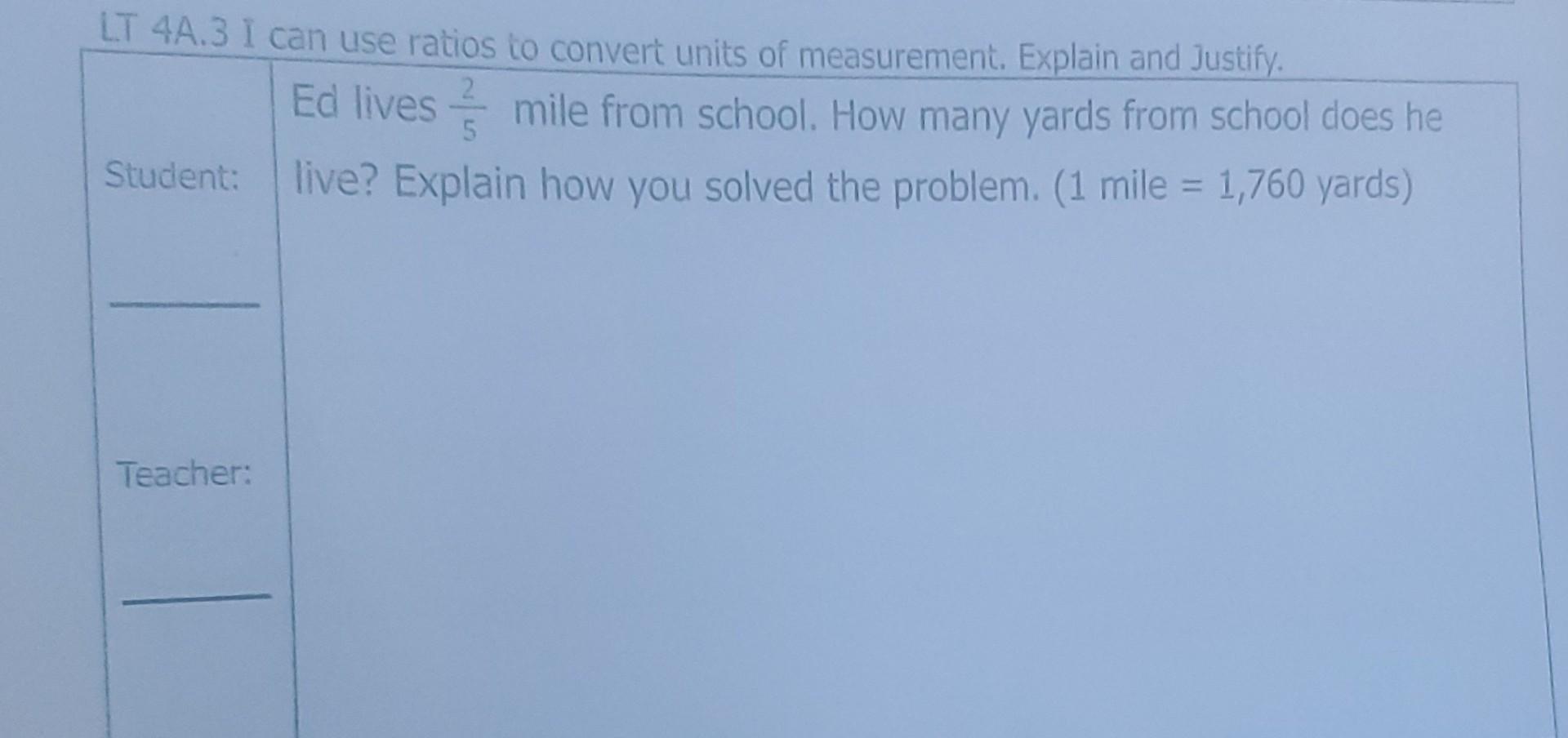 Solved LT 4 A.3 I can use ratios to convert units of | Chegg.com