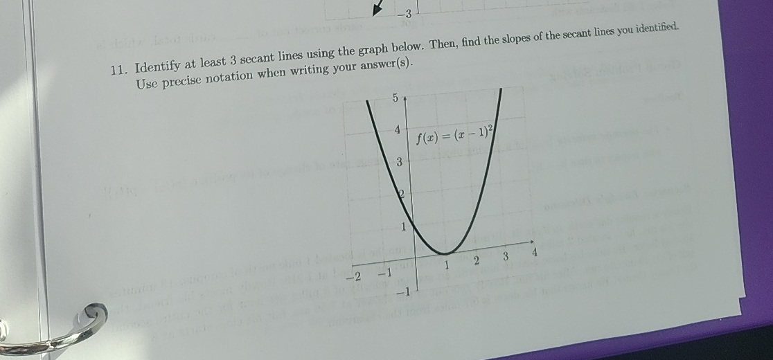 Solved -311. ﻿Identify at least 3 ﻿secant lines using the | Chegg.com