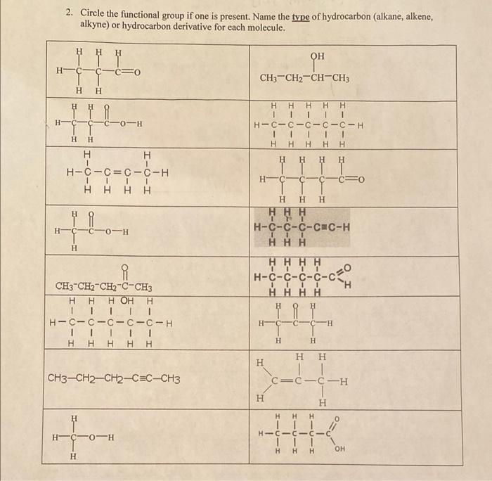 Solved 2. Circle the functional group if one is present. | Chegg.com