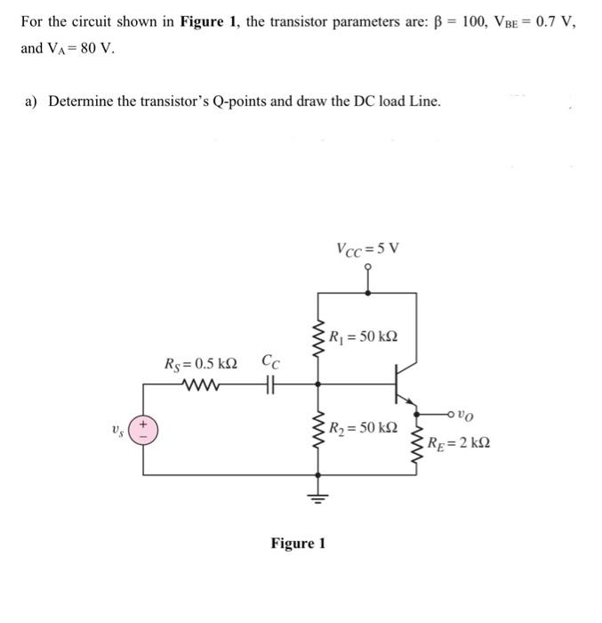 Solved For the circuit shown in Figure 1 , the transistor | Chegg.com