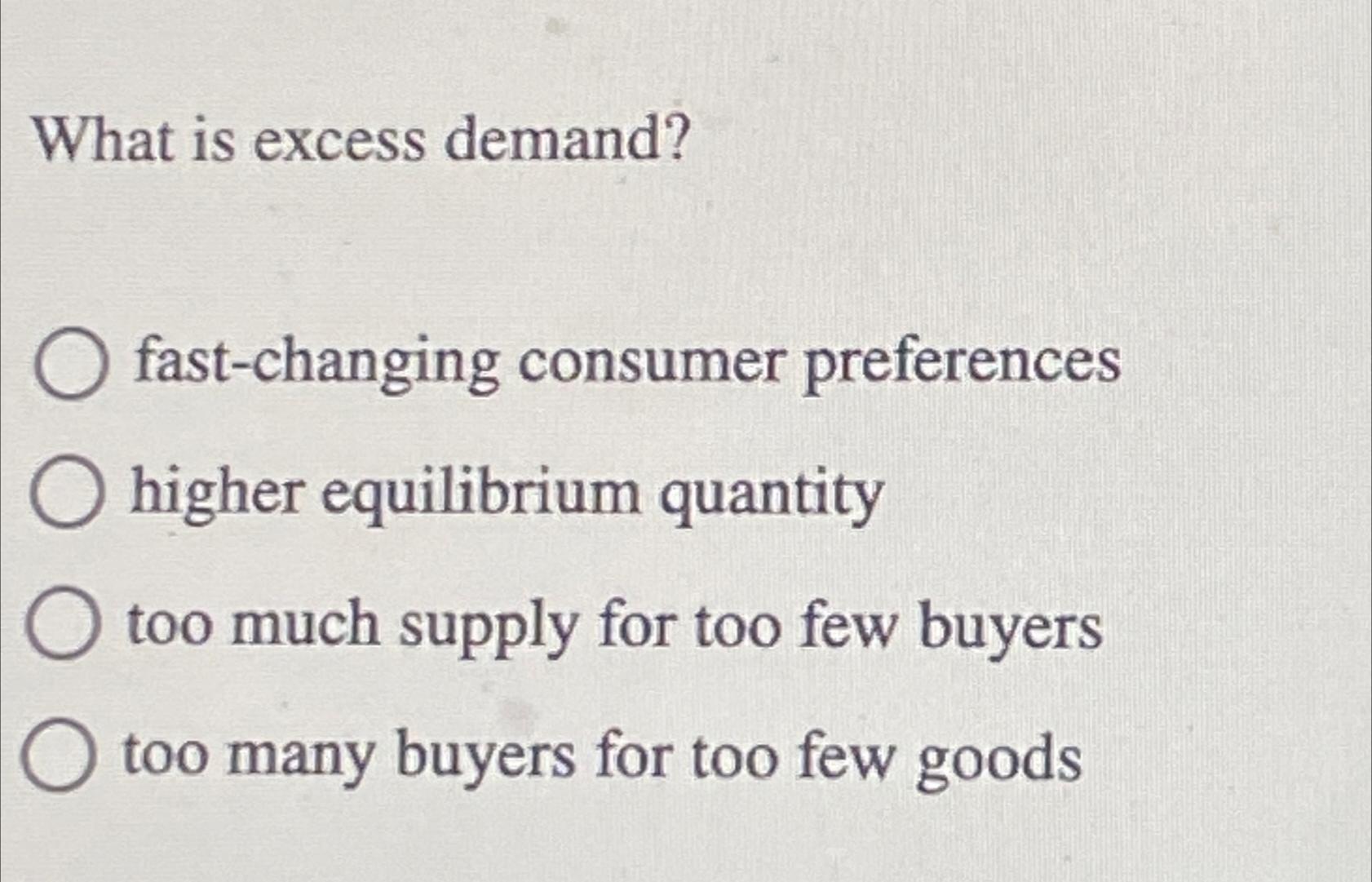 Solved What is excess demand?fast-changing consumer | Chegg.com