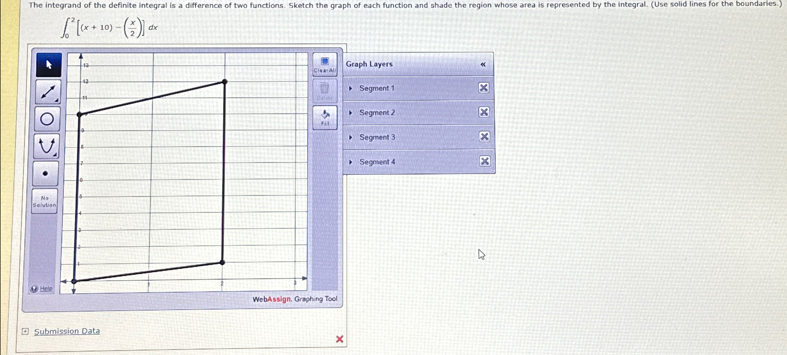 Solved ∫02[(x+10)-(x2)]dx\table[[Graph Layers,],[→ ﻿Segment | Chegg.com