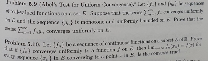 Solved Problem 5.10. Let {fn} be a sequence of continuous | Chegg.com