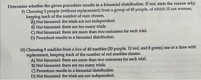 Solved Determine whether the given procedure results in a | Chegg.com