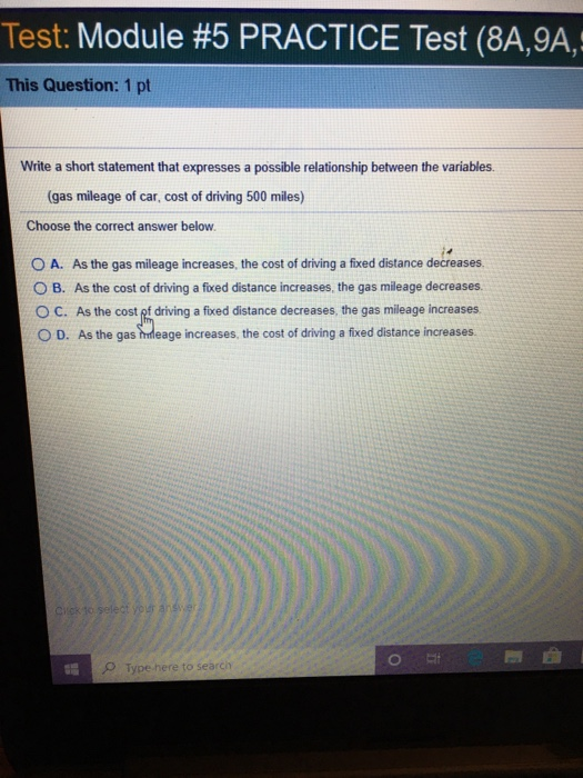 Solved Test: Module #5 PRACTICE Test (8A,9A. This Question: | Chegg.com