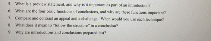 5. What is a preview statement, and why is it | Chegg.com