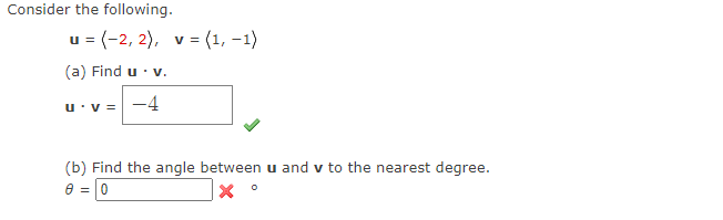 Solved Consider the following.u=(:-2,2:),v=(:1,-1:)(a) ﻿Find | Chegg.com