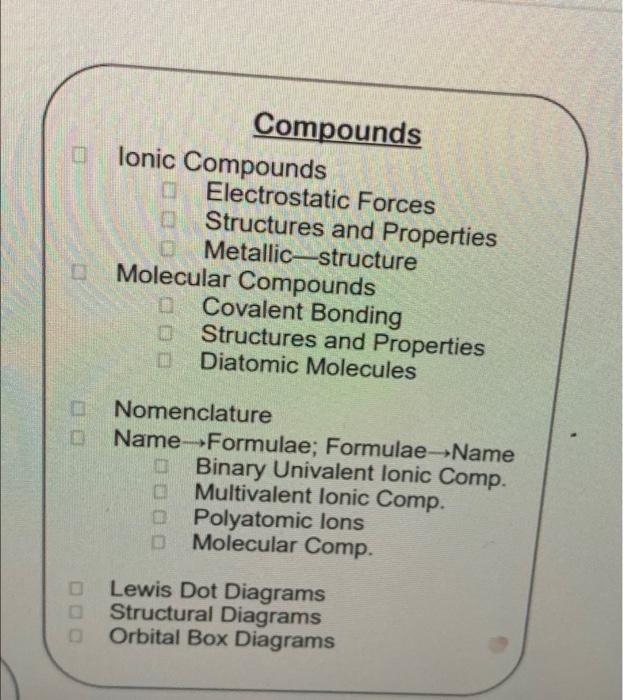 Solved 0 Compounds Ionic Compounds Electrostatic Forces | Chegg.com