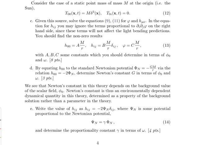 4. Light bending tests of Brans-Dicke Theory: One of | Chegg.com