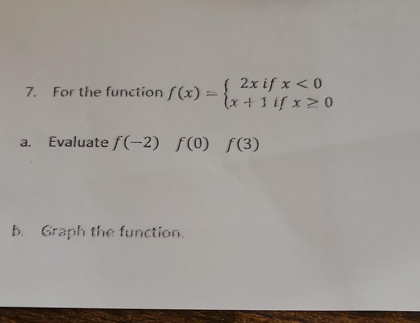 Solved 7. For the function f(x)={2x if x