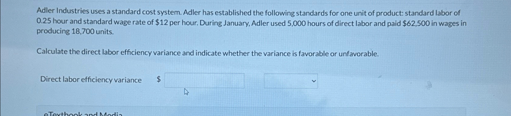 Solved Adler Industries uses a standard cost system. Adler | Chegg.com